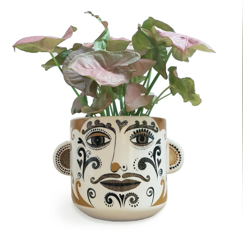 Clown plant pot (cream/tobacco) – Lush Designs